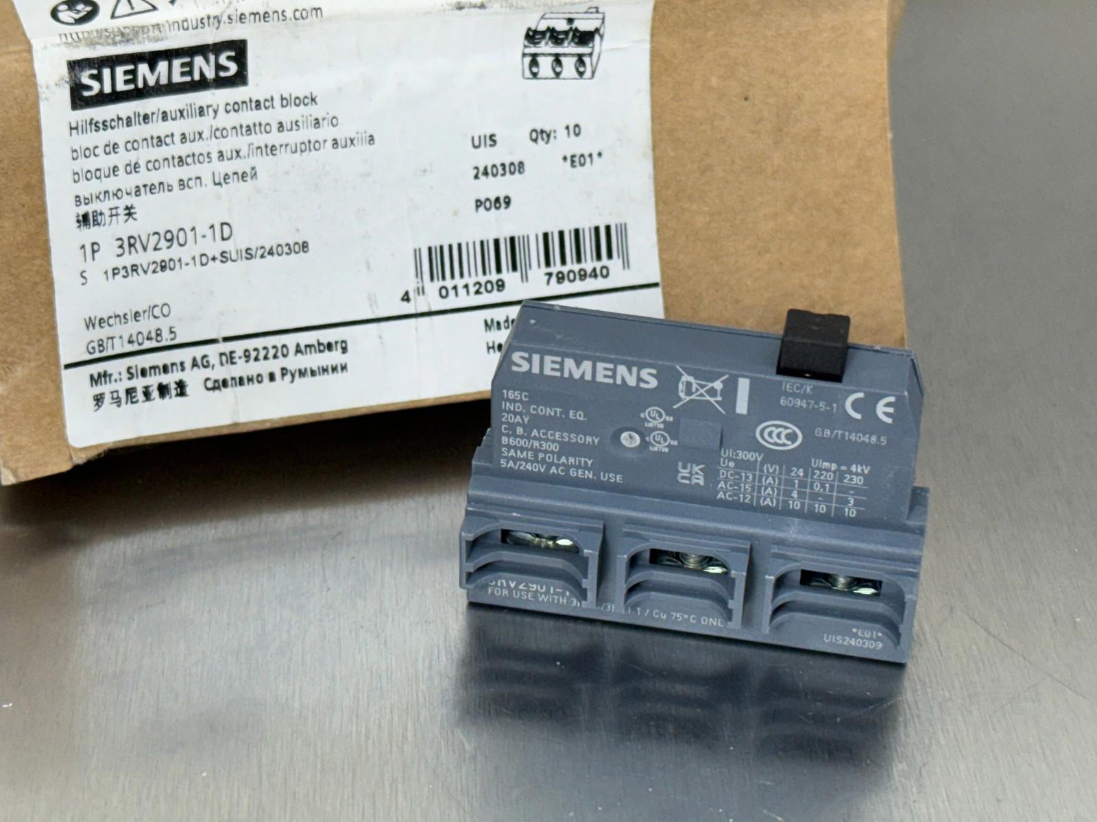 Siemens 3RV2901-1D Contact Block (Box of 10) – Gen3 Industrial Supply